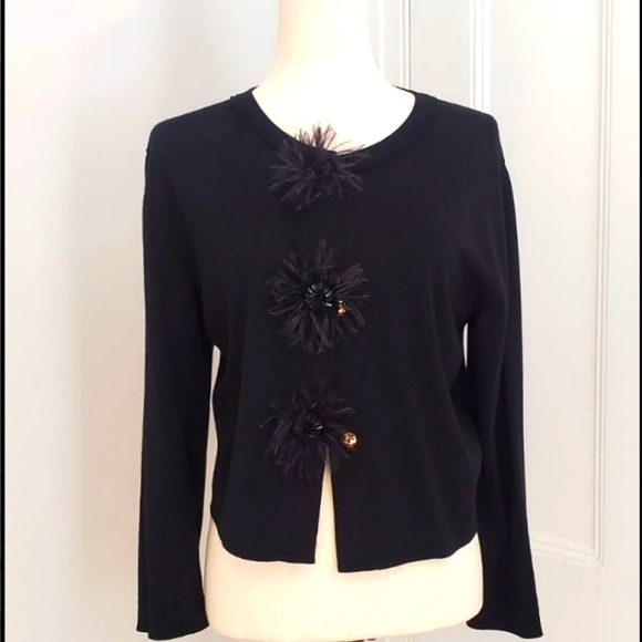 Sweaters | Escada Black Silkwool Ostrich Feather Dressy Cardigan | Poshmark